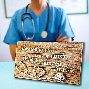 VILIGHT Nurse Doctor Gifts for Women Men - Thank You and Retirement Nurse Gift Sign - By Touching So Many Lives You Have Changed The World - Handmade 3D String Art 12x6.6 Inches