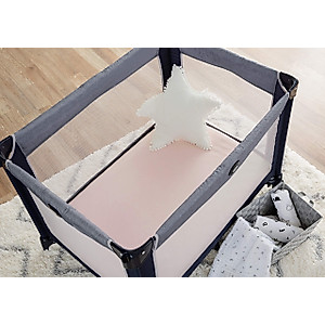 American Baby Company 3 Pack Fitted Pack N Play Playard Sheet 27" x 39", Soft Breathable Neutral 100% Cotton Jersey Pack and Play Sheet, Pink Star/Zigzag, for Boys and Girls, Fits Most Mini Crib