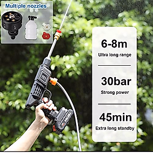 Cordless Power Washer, Cordless Pressure Washer Battery Powered, 48V Portable Pressure Washer with Rechargeable Battery and 6-in-1 Nozzle, Handheld Pressure Washer for Car/Fence/Floor Cleaning