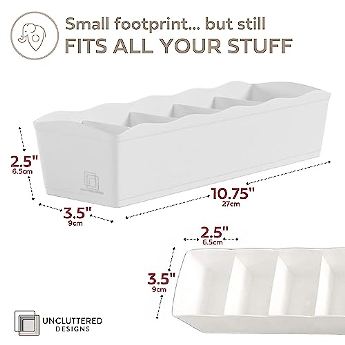 Uncluttered Designs Drawer Dividers (5 Set) Handy Stackable Organizers in Durable Plastic For Your Underwear, Crafts, Baby Clothes & Office Storage (White)