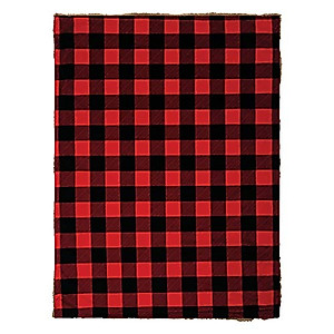 Pink Plush Buffalo Check Plush Baby Blanket-Buffalo Check Plush, Brown Back, Red, Black, Brown, 30 in x 40 in