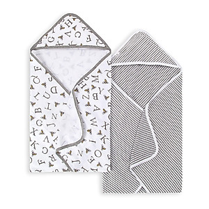 Burt's Bees Baby Organic Cotton Baby Care Essentials Bundle (2 Pack Hooded Towels + 2 Pack Blankets + 5 Pack Burp Cloths)