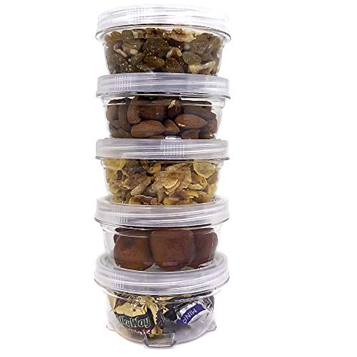 PAYLAK Storage Containers Clear Stackable Interlocking Detachable with Lid 5 for Beads Food Jewelry Coins Medicine Screws Nuts - 3 1/2" Round