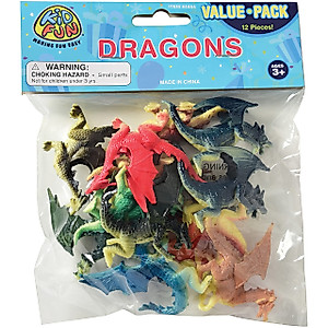 U.S. Toy Assorted Color and Design Mini Dragon Action Figures (12), 36 months - 10 Years