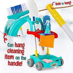 Kids Cleaning Set for Toddlers, Pretend Play Housekeeping Supplies Kit for Boys and Girls Complete with Broom, Mop, Dust Pan, Spray Bottle and More, Little Helper Tools and Montessori Toys
