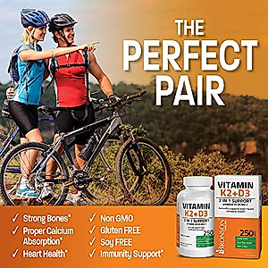 Bronson Vitamin K2 (MK7) with D3 Supplement Non-GMO Formula 5000 IU Vitamin D3 & 90 mcg Vitamin K2 MK-7 Easy to Swallow Vitamin D & K Complex, 120 Capsules