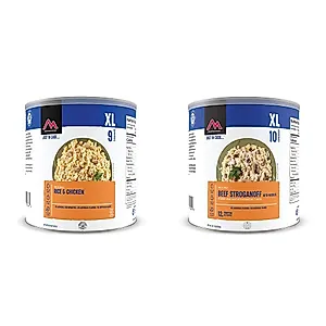 Mountain House Rice & Chicken | Freeze Dried Survival & Emergency Food | #10 Can | Gluten-Free & Beef Stroganoff with Noodles | Freeze Dried Survival & Emergency Food | #10 Can