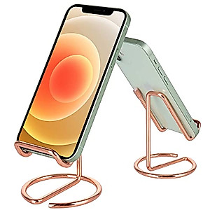 ROPOSY Cell Phone Stand for Desk, Cute Metal Rose Gold Cell Phone Stand Holder Desk Accessories, Compatible with All Mobile Phones, iPhone, Switch, iPad