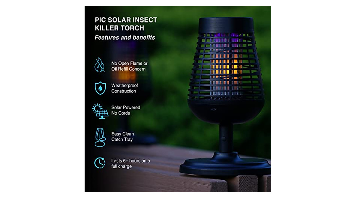 PIC Solar Insect Killer Torch - Efficient Bug Zapper