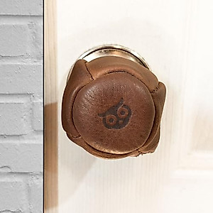 Hide & Drink, Stylish Leather Door Knob & Car Gear Cover, Safety Multipurpose Cover, Proof Doors, Baby Proof Door Knob Cover, Handmade :: Bourbon Brown
