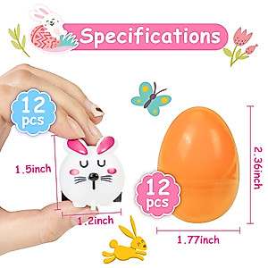 Roberly 12 Pack Prefilled Easter Eggs with Toys Inside, Filled with Mini Pull Back Bunny Cars for Easter Basket Stuffers, Party Favors, Gift Exchange, Game Prizes and Carnivals Gifts