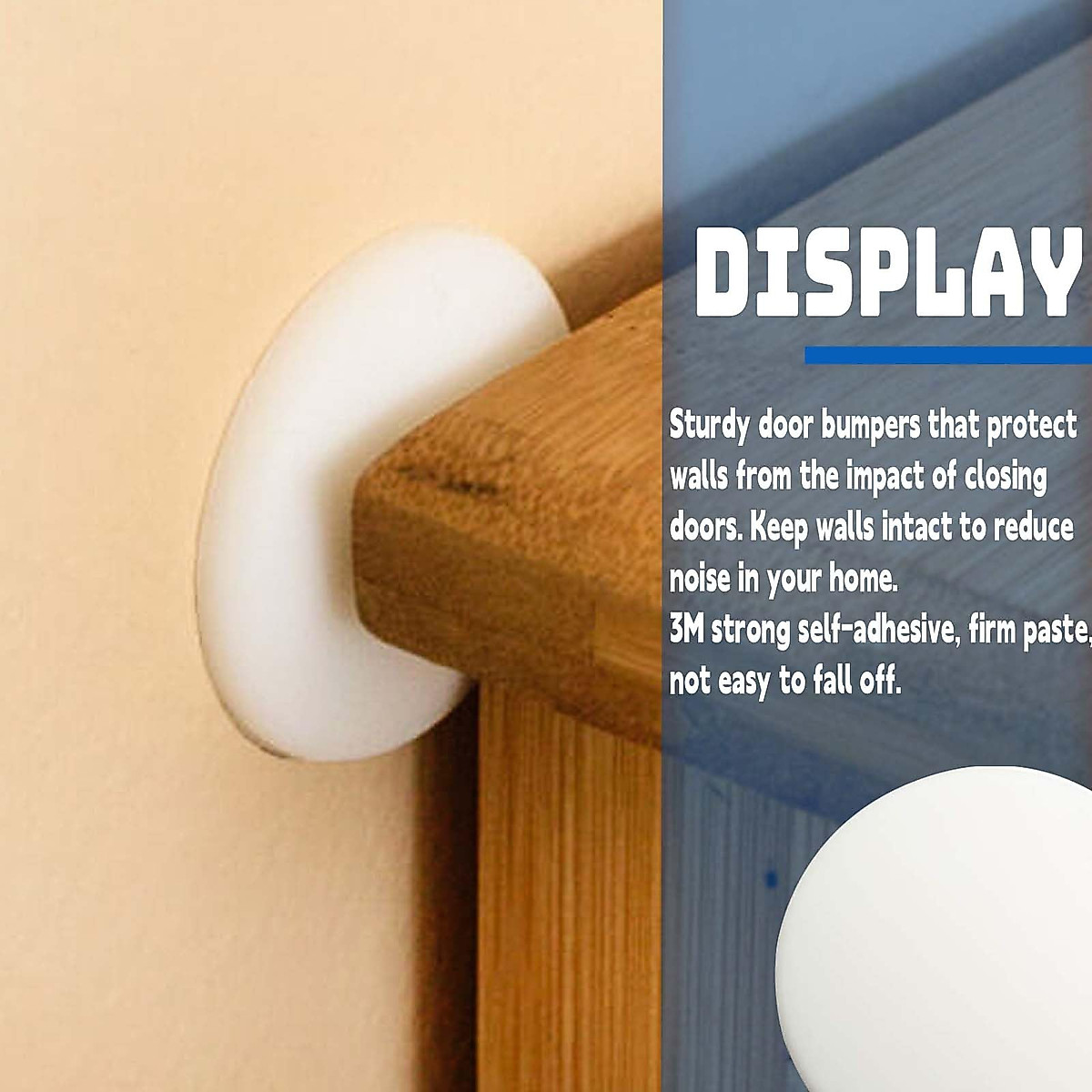 Zorfeter 6 Pcs Door Stoppers Wall Protector Round Silicone Wall Shield Cushion Self Adhesive Door Handle Bumper Silencer for Walls (White, Gray, Black)