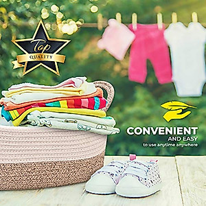 E-HOUPRO Storage Baskets Set of 4,Cotton Rope Woven Organizer Bins Foldable Decorative Basket with Handles for Baby Nursery Laundry Kid's Toy,Beige