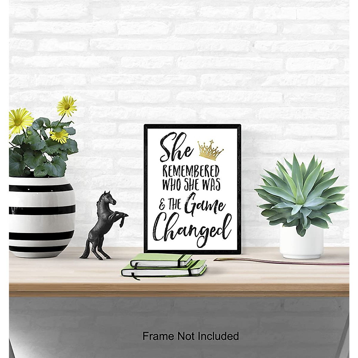 She Remembered Who She Was And the Game Changed Wall Art & Decor - Inspirational Positive Quotes Decor - Encouragement Gifts for Women, Teen Girls - Motivational Sayings Poster