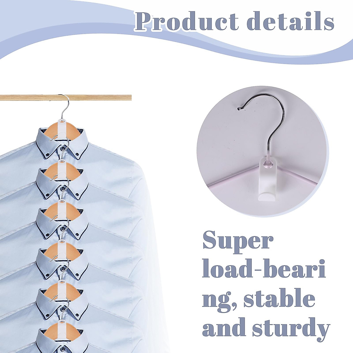 MCPINKY 50PCS Hanger Hooks, Clothes Connector Hooks Space Saving Cascading Hangers White Closet Organizer Hanger Clips for Plastic Hangers