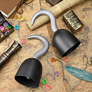 Threan 4 Pcs Large Pirate Hook Captain Hand Plastic Captain Hook Costume Accessories for Halloween Supplies(Black Style)