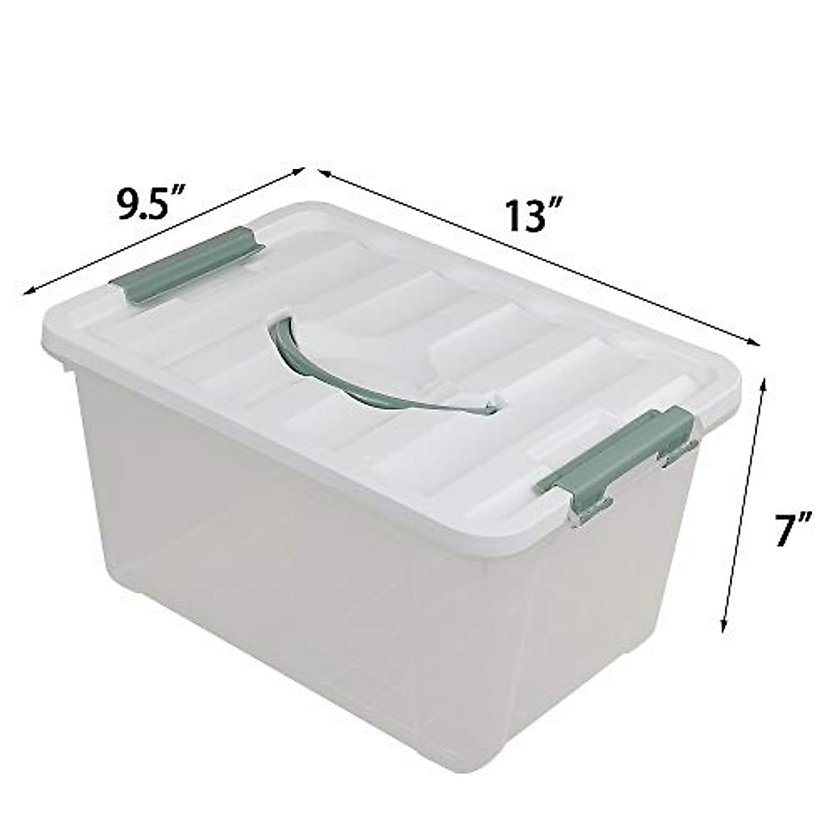 Saedy 14 Quart Latching Box, Great Funtionality Plastic Storage Bin with Lid, Clear Transparent Box with Handles
