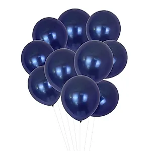 100 Pack Navy Blue Balloons 12 Inch Chrome Round Helium Pearl Dark Blue Balloons for Wedding Birthday Christmas Party Decoration (Navy Blue)