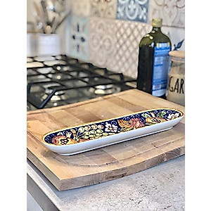 CERAMICHE D'ARTE PARRINI - Italian Ceramic Serving Appetizer Tray Baguette Decorated Grape Hand Painted Made in ITALY Tuscan