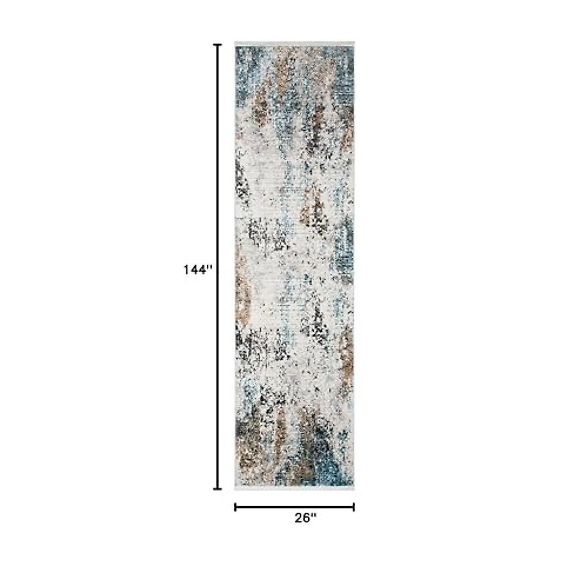SAFAVIEH Shivan Collection 2'2" x 12' Ivory/Grey SHV742A Modern Abstract Non-Shedding Living Room Bedroom Runner Rug