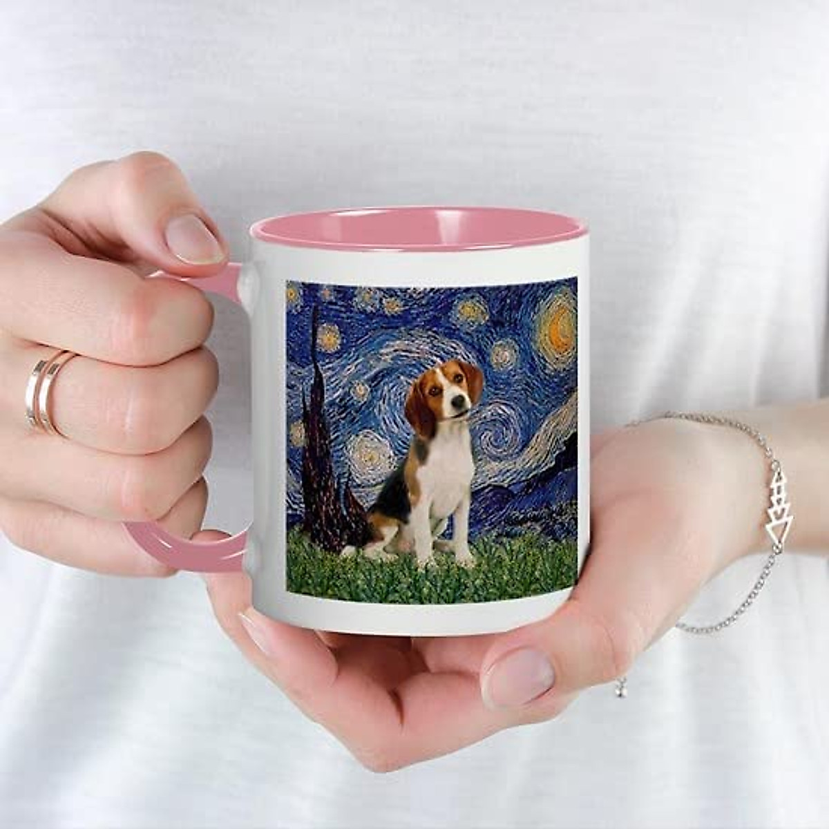 CafePress Starry Night & Beagle Pup Mug Ceramic Coffee Mug, Tea Cup 11 oz