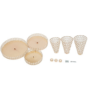 Crystal Cake Stand, Iron Cake Holder with Mirror Dessert Display Plate Serving Tray Cheese Pastry Candy Fruite Display Plate Tray Serving Platter for Birthday Wedding Party Decoration