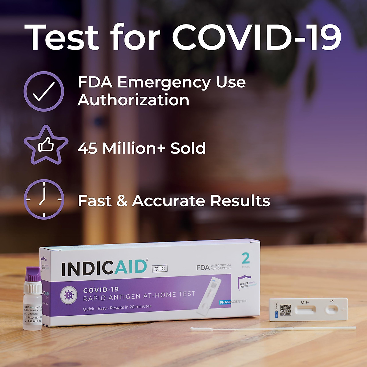 INDICAID COVID-19 Antigen Rapid Test, FDA EUA Authorized OTC COVID Home Test, 6 COVID Tests in 3 Individual Packs, Convenient for Both Home Use and Business Distribution, HSA/FSA Eligible, Easy to Use