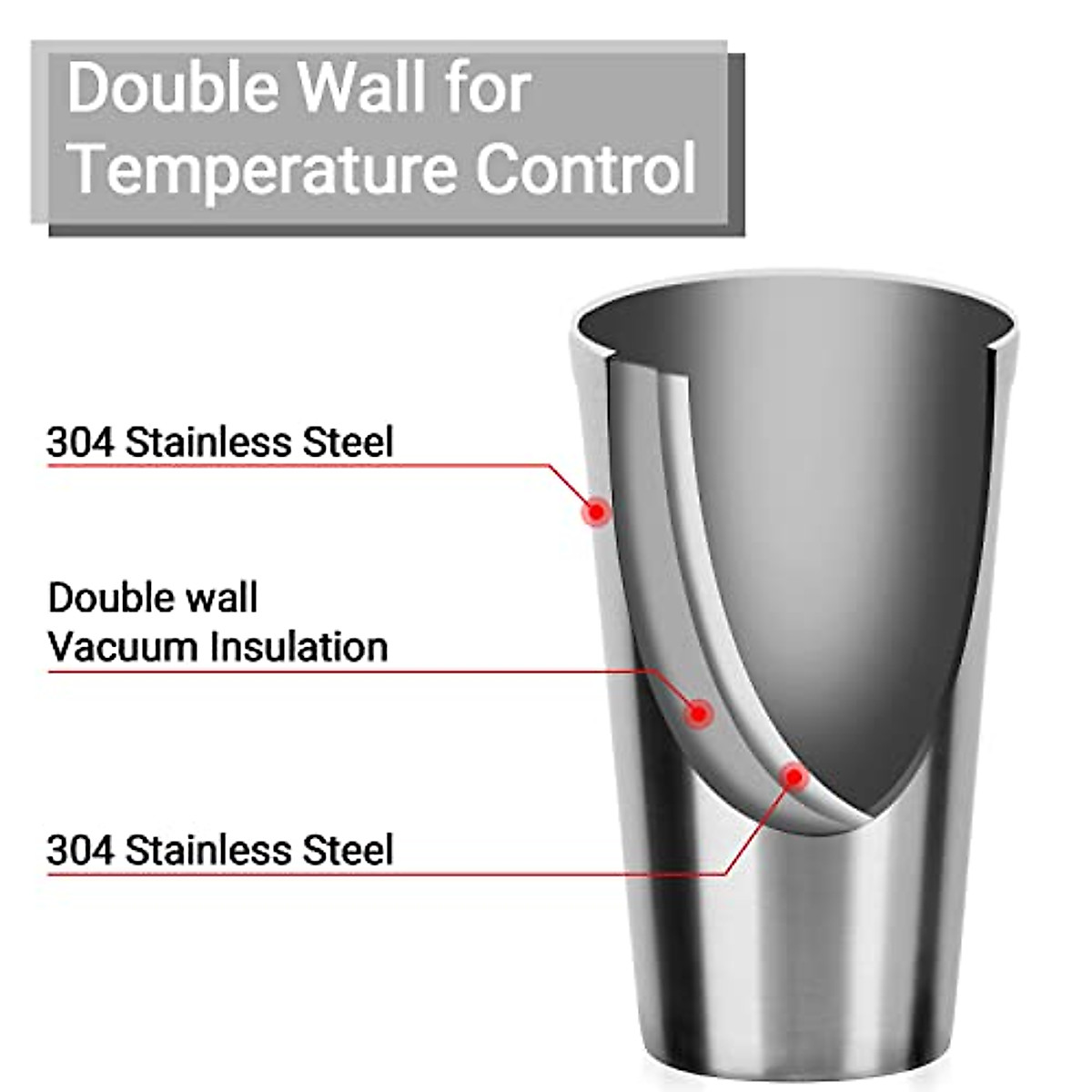 Beasea Stainless Steel Cups 16 oz, 4 Pack Stainless Steel Tumbler Stackable Double Wall Vacuum Insulated Metal Drinking Glasses for Home Restaurant Ofiice Party Camping