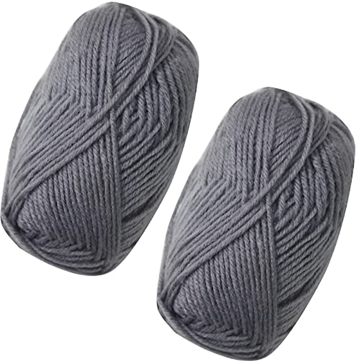 2 Pcs 100g Acrylic Yarn for Crocheting,Soft and Fluffy Crochet Yarn for Knitting and Crafts，4 ply Warm Yarn for DIY Slippers Cushions Dolls Bags Blankets Ornaments and Trinkets(Grey)