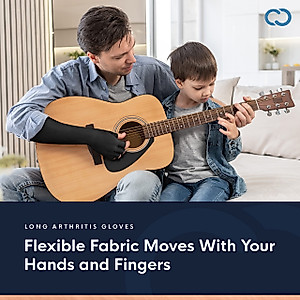 Copper Compression Long Arthritis Pain Relief Gloves - Copper Infused Orthopedic Fingerless Hand Brace for Women, Men - Carpal Tunnel, Computer Typing, RSI, Support Hands, Wrist, Arms