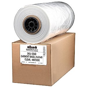 Plasticplace Clear Garment Bags - .65 Mil Dress Bag, 21"X7"X40" - Pack of 432 - Perfect Garment Bags for Travel and Clear Garment Bag Storage