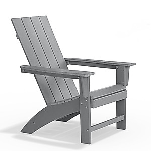Adirondack Chair Weather Resistant Fire Pit Chairs HDPE Outdoor Adirondack Chair for Patio Front Porch Pool Garden Deck Fire Pit Outside, Light Grey