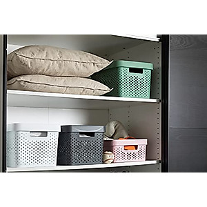 CURVER Infinity 17L Recycled Storage Basket - Multi-Use Stackable and Interlocking Storage - 35.5 x 26.7 x 13.7 cm, Pink