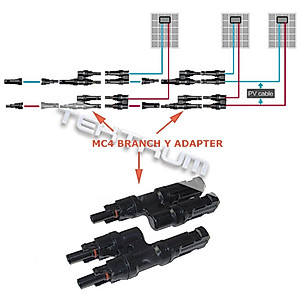 Tektrum UV-Resistant 1 Pair M/M/F and F/F/M Solar Panel PV Cable Branch Y Adapter Connector, T Splitter Coupler for Parallel Connection Between Solar Panels