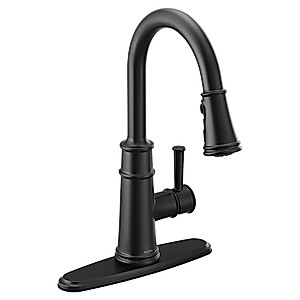 Moen 7260BL Belfield One-Handle Pulldown Kitchen Faucet Featuring Power Boost and Reflex, Matte Black