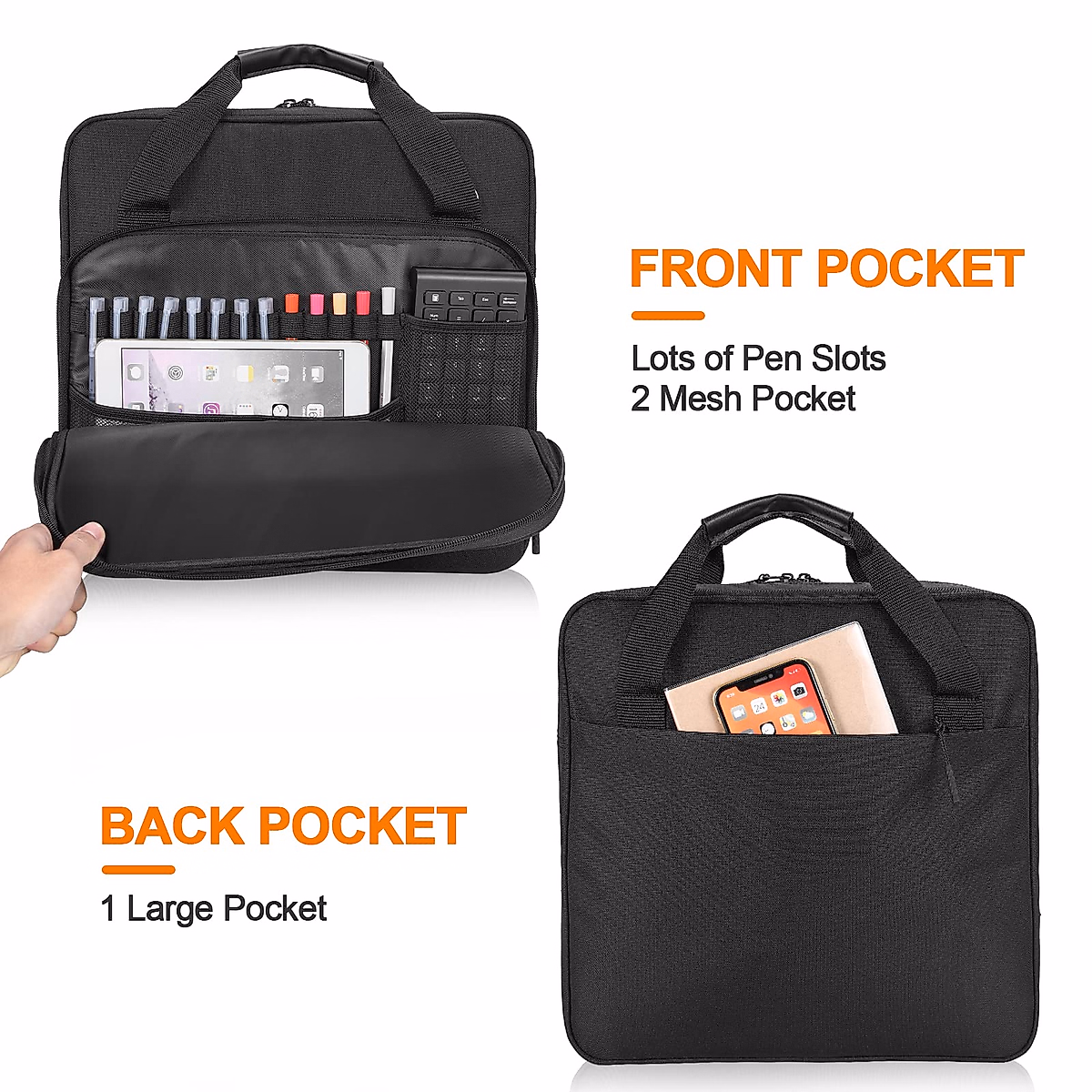 Losong 3 Ring Zipper Binder 3 Inch D-Ring, Binder with Zipper Shoulder Strap 700 Sheet Capacity & Multi-Pockets School and Office Binder Organizer, Compatible with 13-Inch MacBook(Patent Design Black)