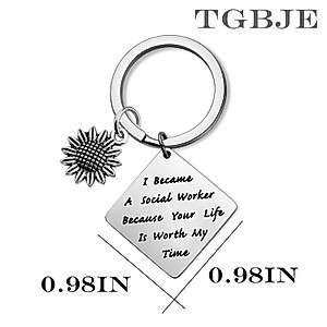 Social Worker Gift I Became A Social Worker Because Your Life is Worth My Time Keychain Thank You Gift,MSW Graduation Gift (Social Worker)