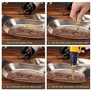 QEZEZA Step Drill Bits 4Pcs Set, High-Speed Steel Step Drill Bit Set with Automatic Spring Loaded Center Punch Power Tools