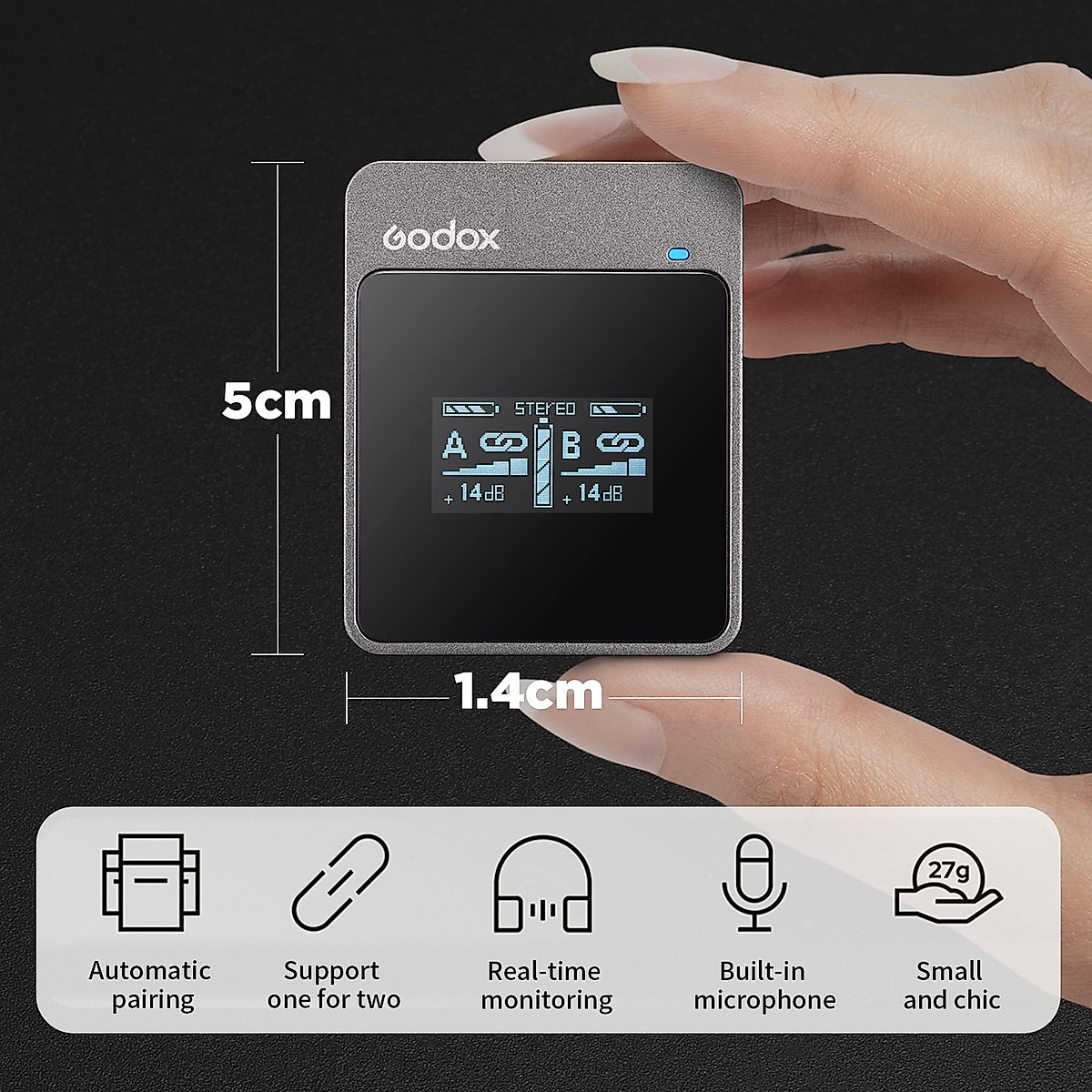 GODOX MoveLink M2 Wireless Lavalier Microphone System, 2.4GHz Dual Channel Lapel Mic with Charging Case for DSLR Cameras Smartphones for YouTube Interview Video Recording Vlogging Live Streaming