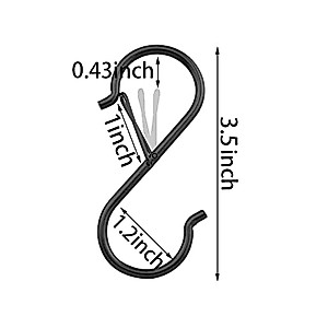 ITROLLE 10PCS S Hooks for Hanging S Shaped Hooks for Racks/Shelf/Rod Safety Buckle Design Heavy Duty Metal S Hooks for Hanging Plants, Kitchenware, Pots, Pans, Cups, Clothes, Towels, Bags, Black