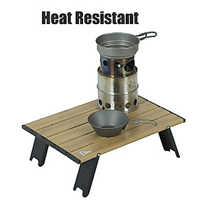 iClimb Ultralight Compact Mini Beach Picnic Folding Alu. Table with Carry Bag, Two Size (Nature - S)