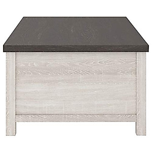 Signature Design by Ashley Dorrinson Farmhouse Lift Top Coffee Table with Storage, Antique White & Brown