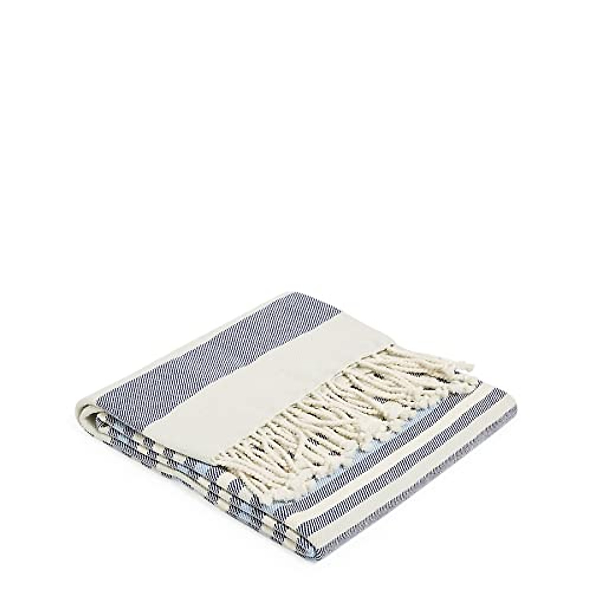 Vera Bradley Women's Recycled Cotton Indoor/Outdoor Throw Blanket, Seaside Stripe Navy - Recycled Cotton, One Size
