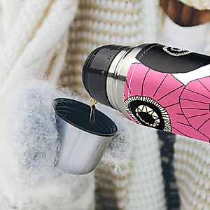 Stainless Steel Leather Vacuum Insulated Mug Flowers Thermos Water Bottle for Hot and Cold Drinks Kids Adults 16 Oz