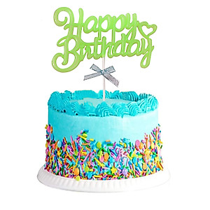 Glow Party Neon Birthday Cake Toppers Happy Birthday Cake Topper 3D Green Cake Decorations
