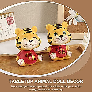 TOYANDONA Mini Toys 2pcs Bobblehead Tiger Figure Dancing Shaking Head Toys Animal Swinging Car Dashboard Decoration for Home Kitchen Office Decor Rearview Mirror Plants Decor