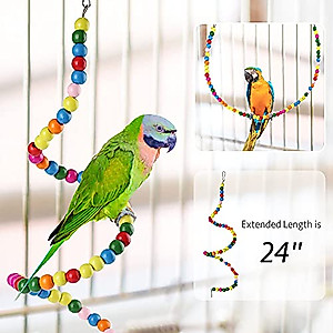 PrimePets Bird Parakeet Toys, Bird Cage Swing Toys, 13 Pack, Colorful Hanging Bell Hammock Climbing Ladder Toys for Cockatiel, Conure, Finches, Mynah, Love Birds