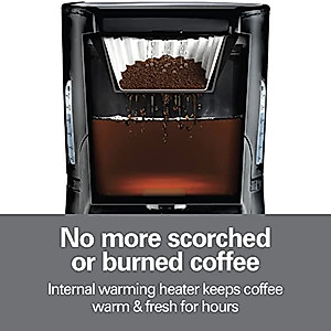 Hamilton Beach One Press Programmable Dispensing Drip Coffee Maker with 12 Cup Internal Brew Pot, Removable Water Reservoir, Black & Stainless Steel (48465)