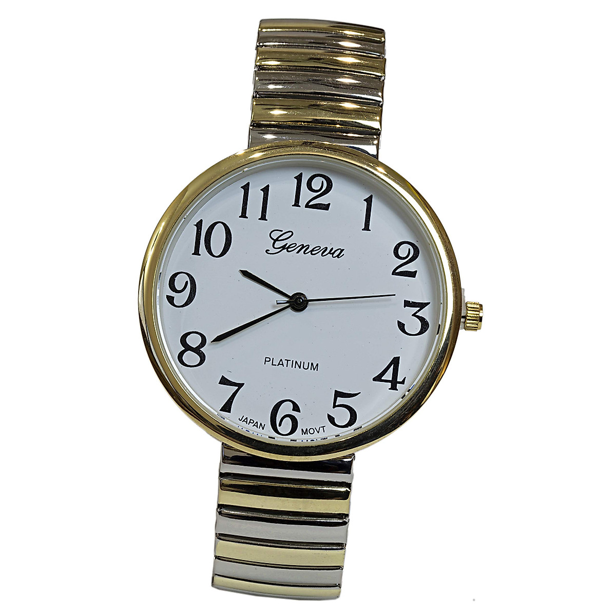 Super Large Face Easy to Read Two-Tone Stretch Band Watch
