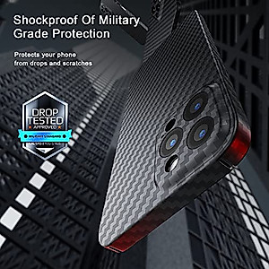 memumi 𝟮𝟬𝟮𝟮 𝐍𝐄𝐖 Real Carbon Fiber Case for iPhone 13 Pro Max, Sturdy Durable Carbon 0.5 mm Thin Cover for iPhone 13 Pro Max Aramid Fiber Skin Case with Military-Grade Drop Protection Black